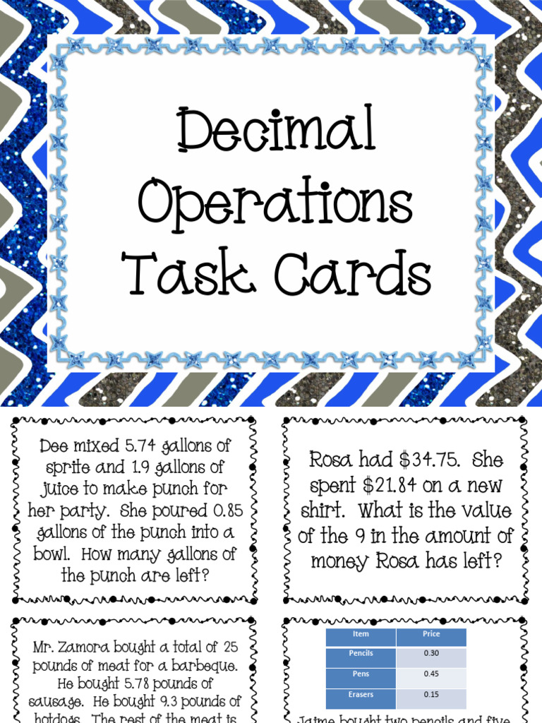 Decimal Operations Task Cards | PDF