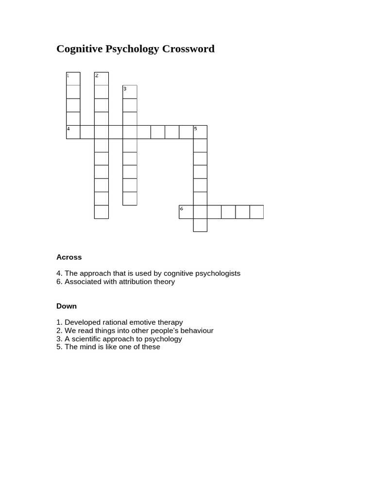 Cognitive Psychology Crossword | PDF