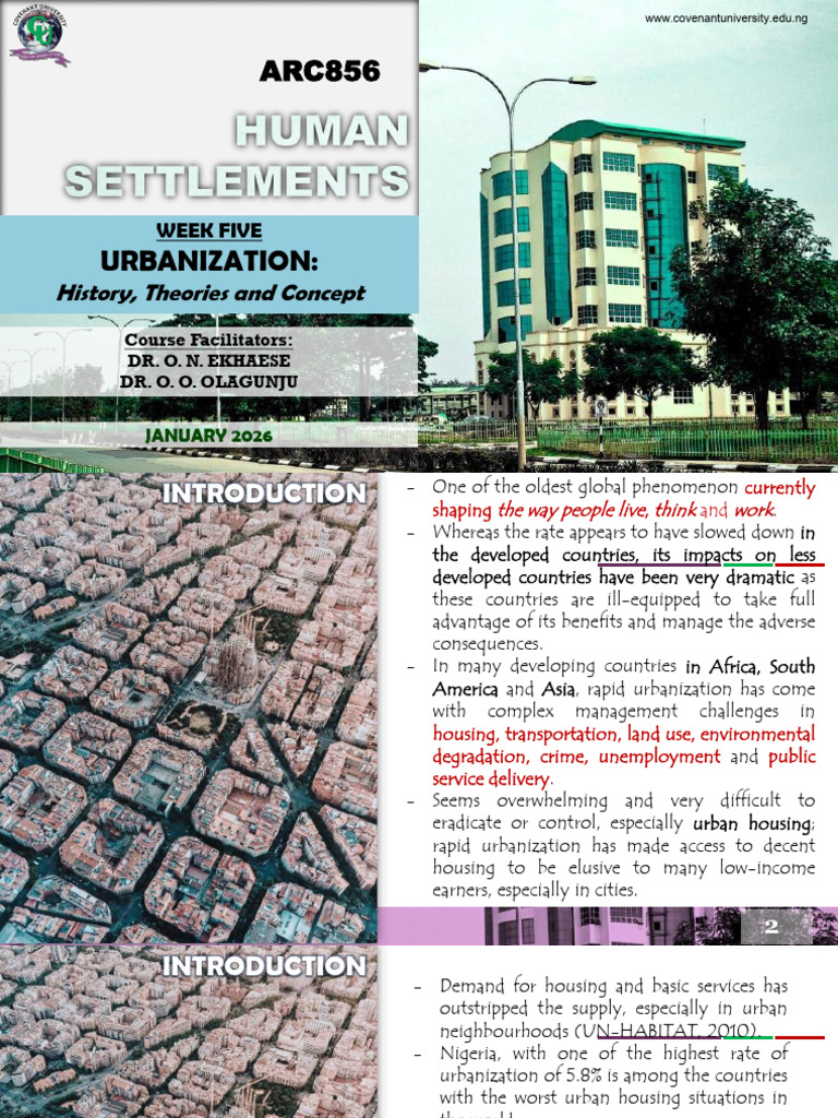 ARC856 - Urbanisation - Concept and Theories - 2026 | PDF ...