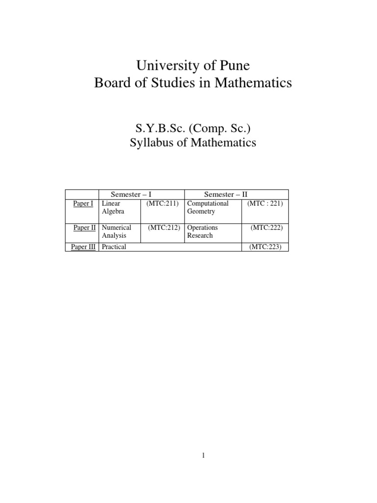 SYBSc Computer Science Mathematics Syllabus | PDF