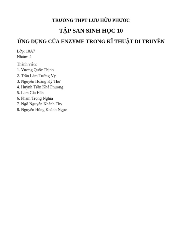 Tap San Sinh Enzyme | PDF