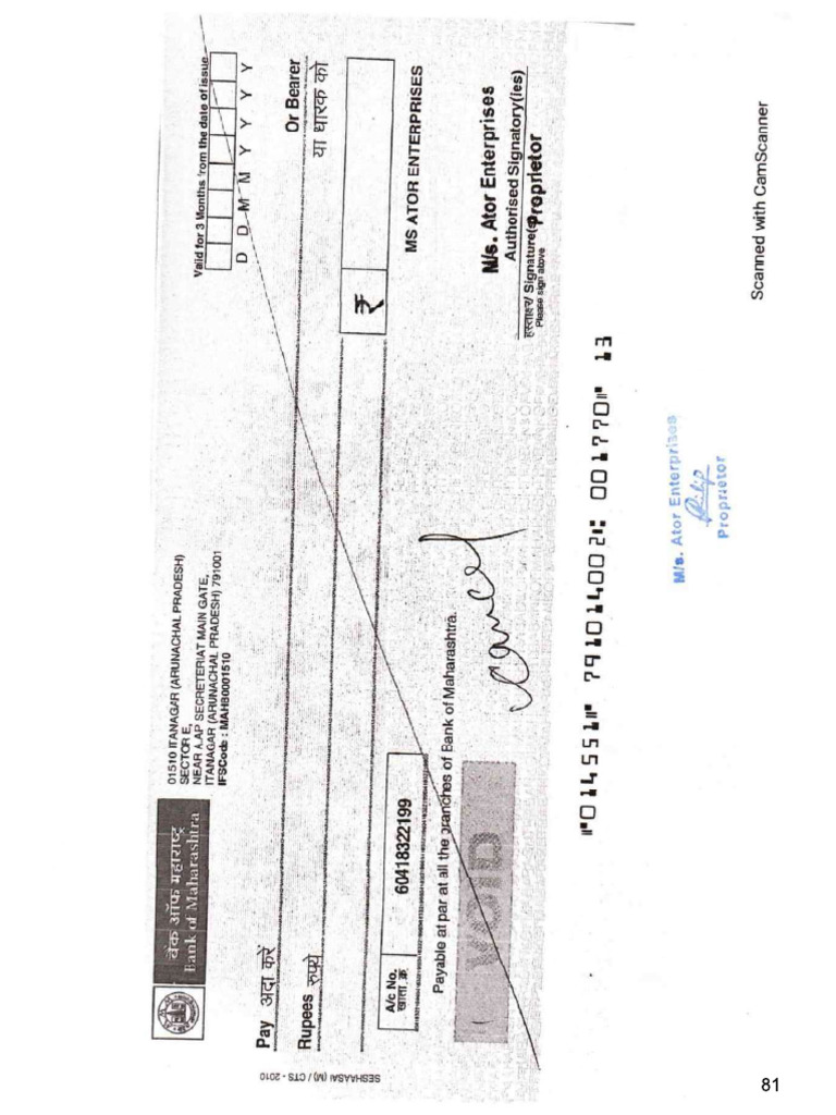 Ator Cancelled Cheque | PDF