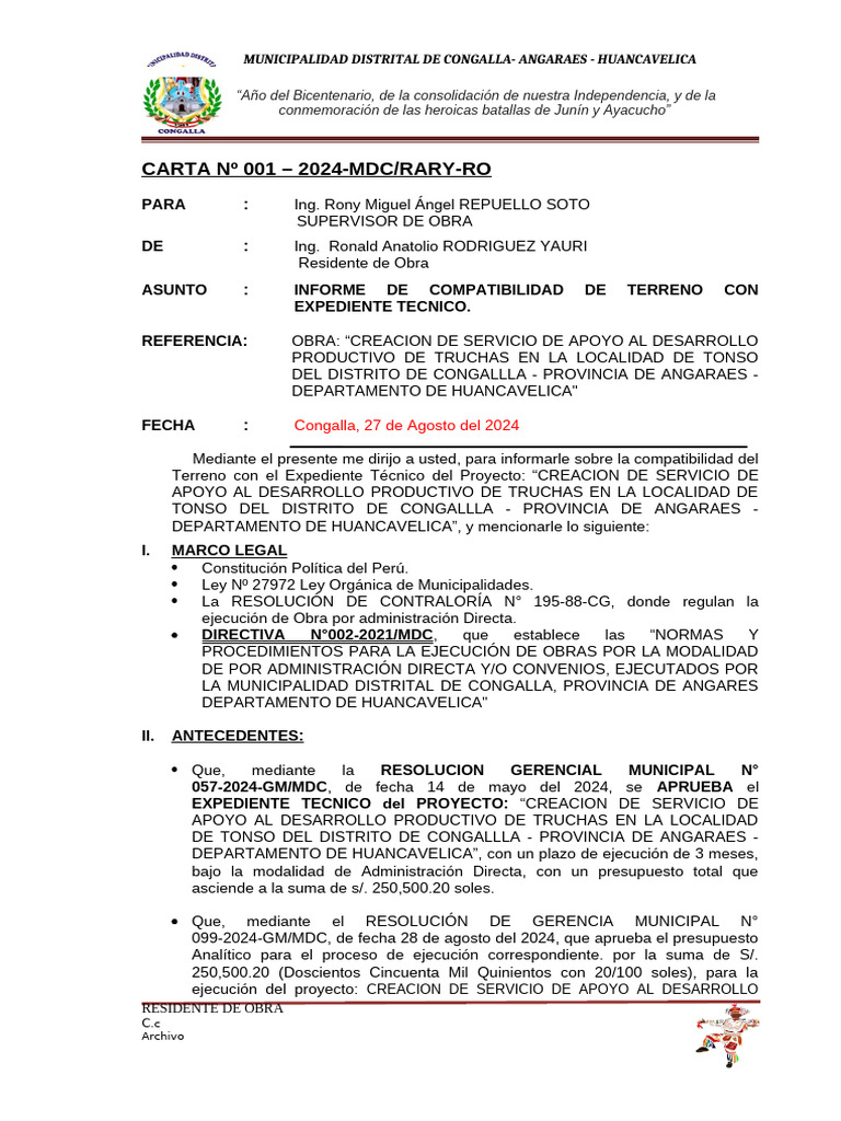 CARTA 01 - COMPATIBILIDAD | PDF