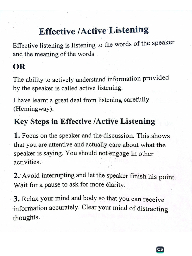 EffectiveActive Listening | PDF