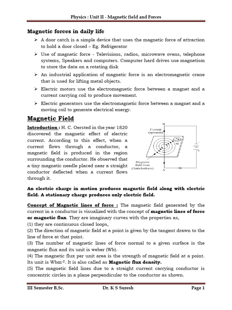 III Sem Unit 2 - Magnetic Field and Forces | PDF | Magnetic Field ...