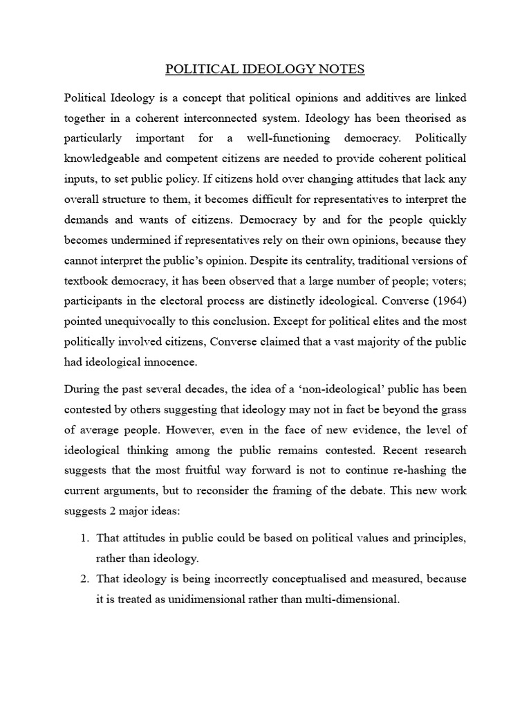 Political Ideology Notes | PDF | Ideologies | Concept