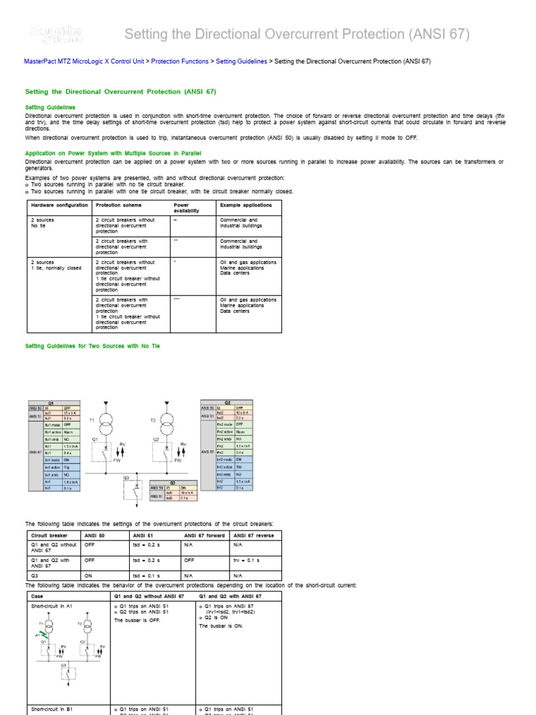 Setting The Directional Overcurrent Protection (ANSI 67) | PDF ...