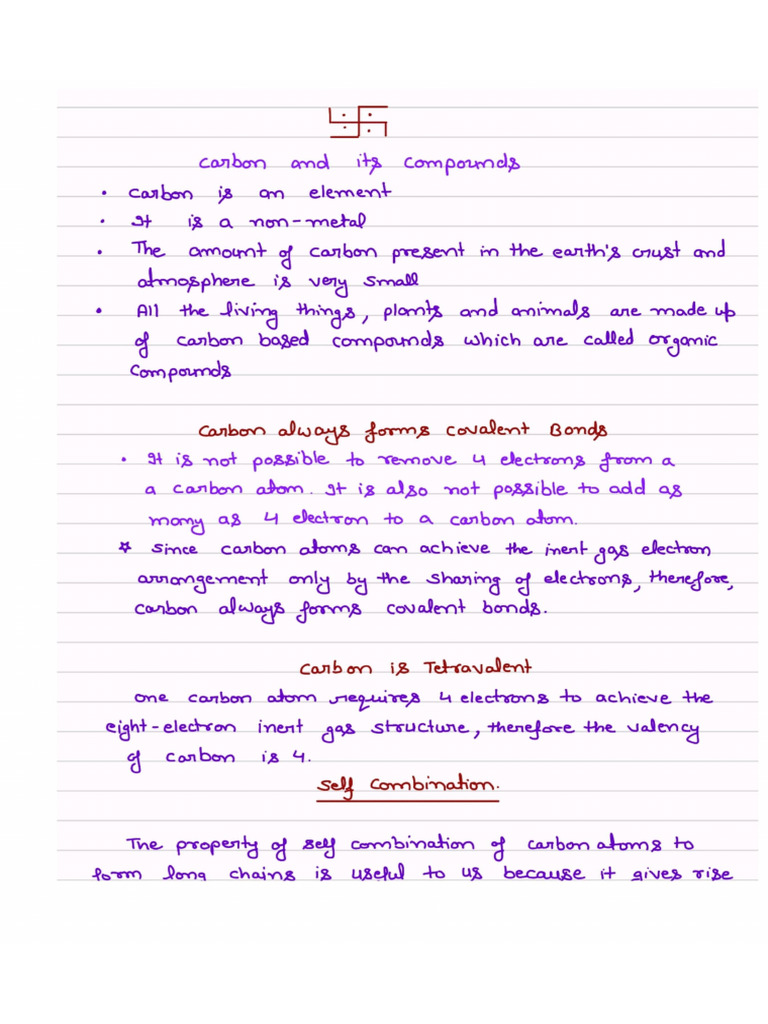 Carbon and Its Compound Class 10 Notes | PDF