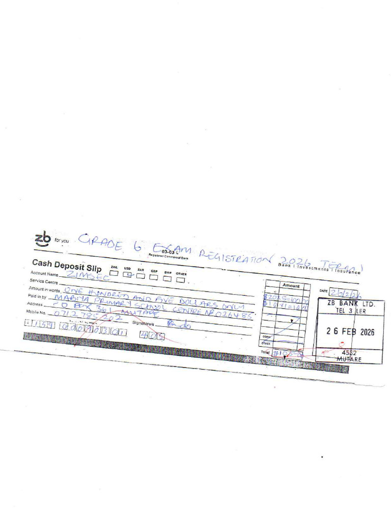 Mabiya Primary POP Grade 6 2026 | PDF