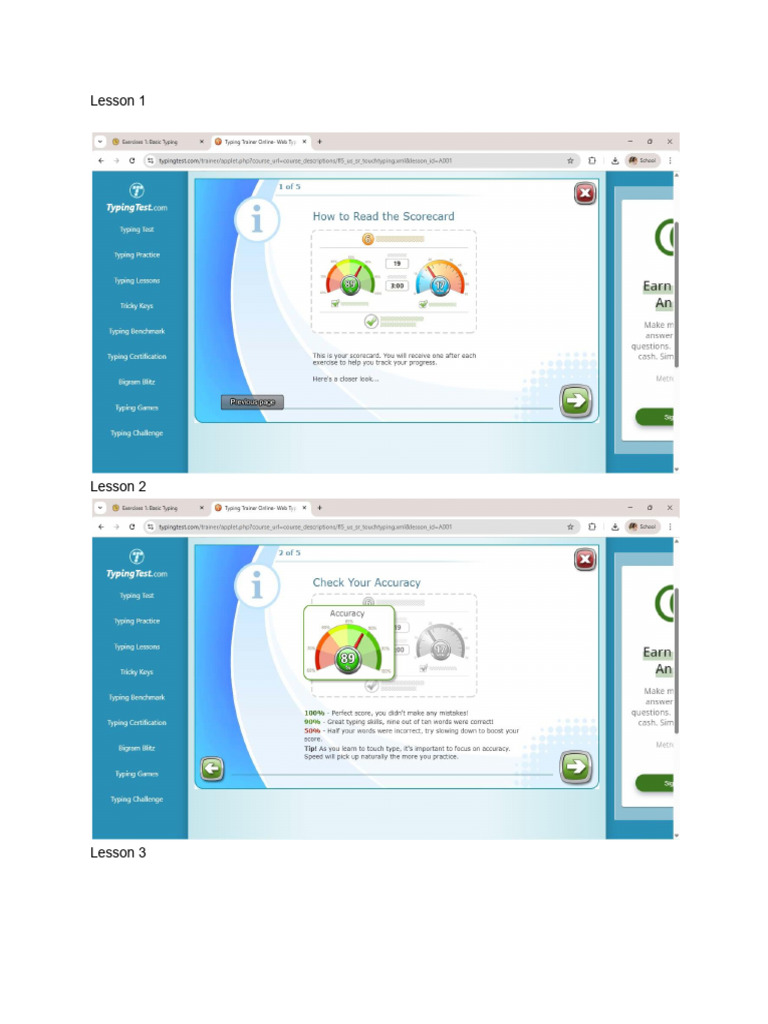 Typing Lessons | PDF
