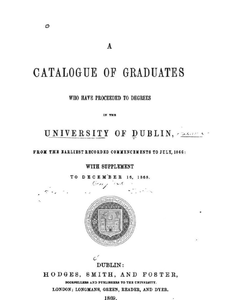 Graduates of TCD 1766 To 1869 | PDF | Academic Degree | University