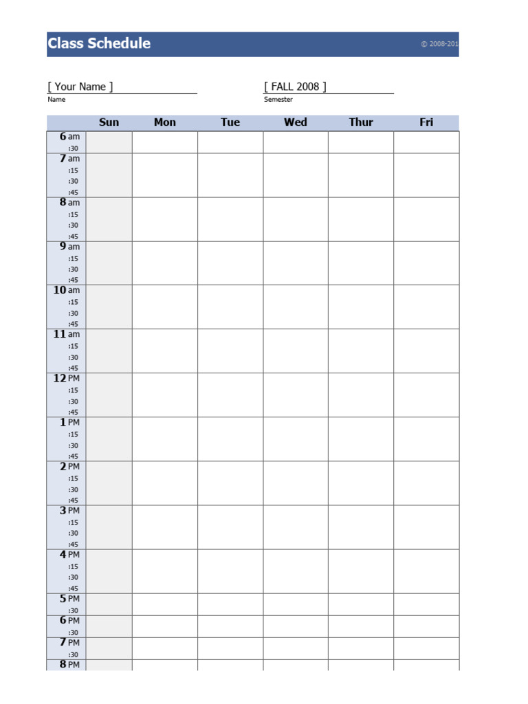 New Class Schedule Template | PDF