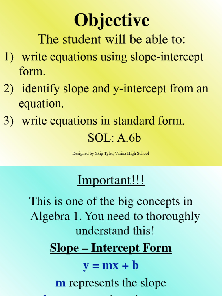 SlopeIntForm - PPT #Slope, #Intercept, #Maths | PDF