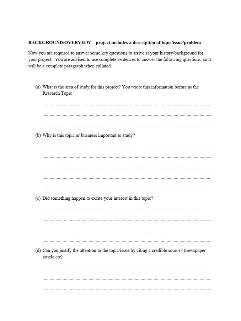 5th Form SBA Background | PDF
