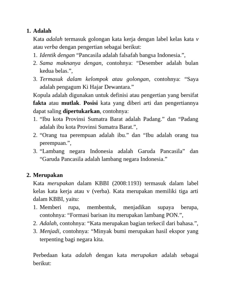 Perbedaan Kopula (Adalah Dan Merupakan) Dengan Partikel Yakni, Yaitu ...