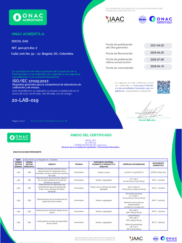 4 Acreditación ONAC Vigente | PDF | Hormigón | Acero