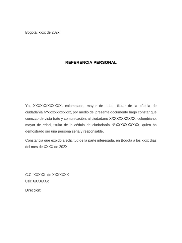 Referencia Personal EJEMPLO | PDF