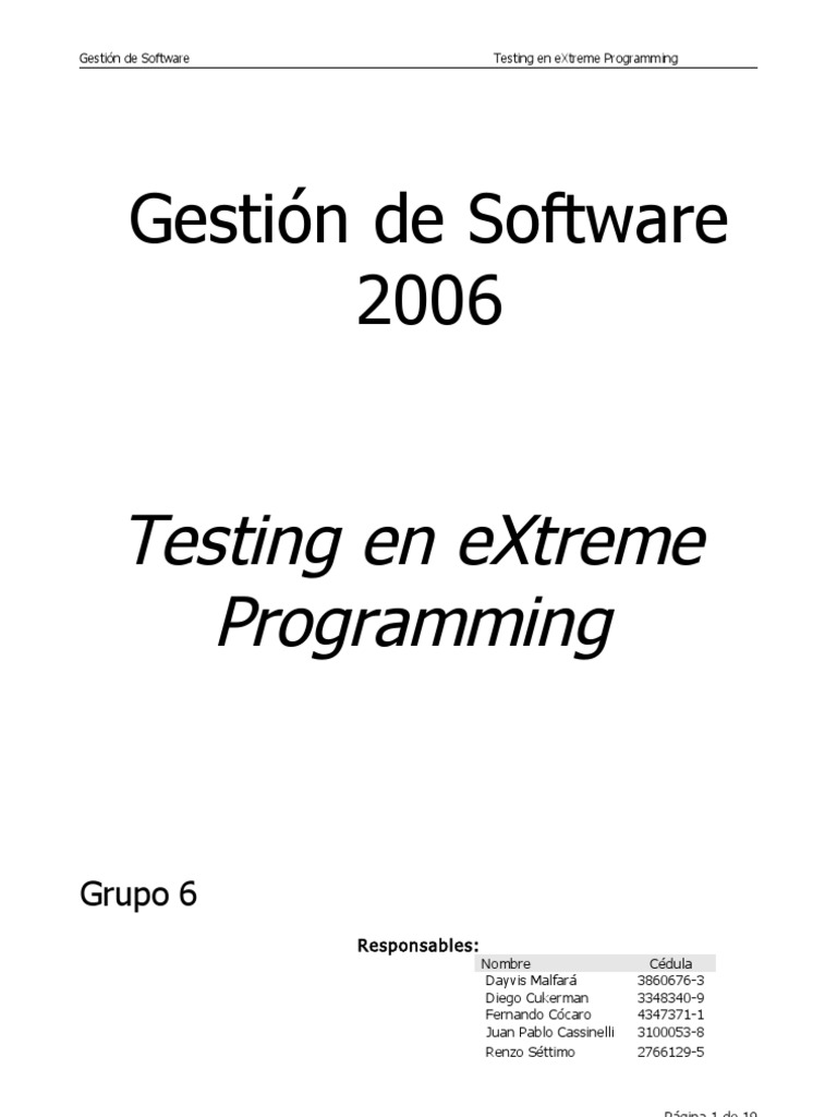 Testing en XP | PDF | Lenguaje de programación | Pruebas de software