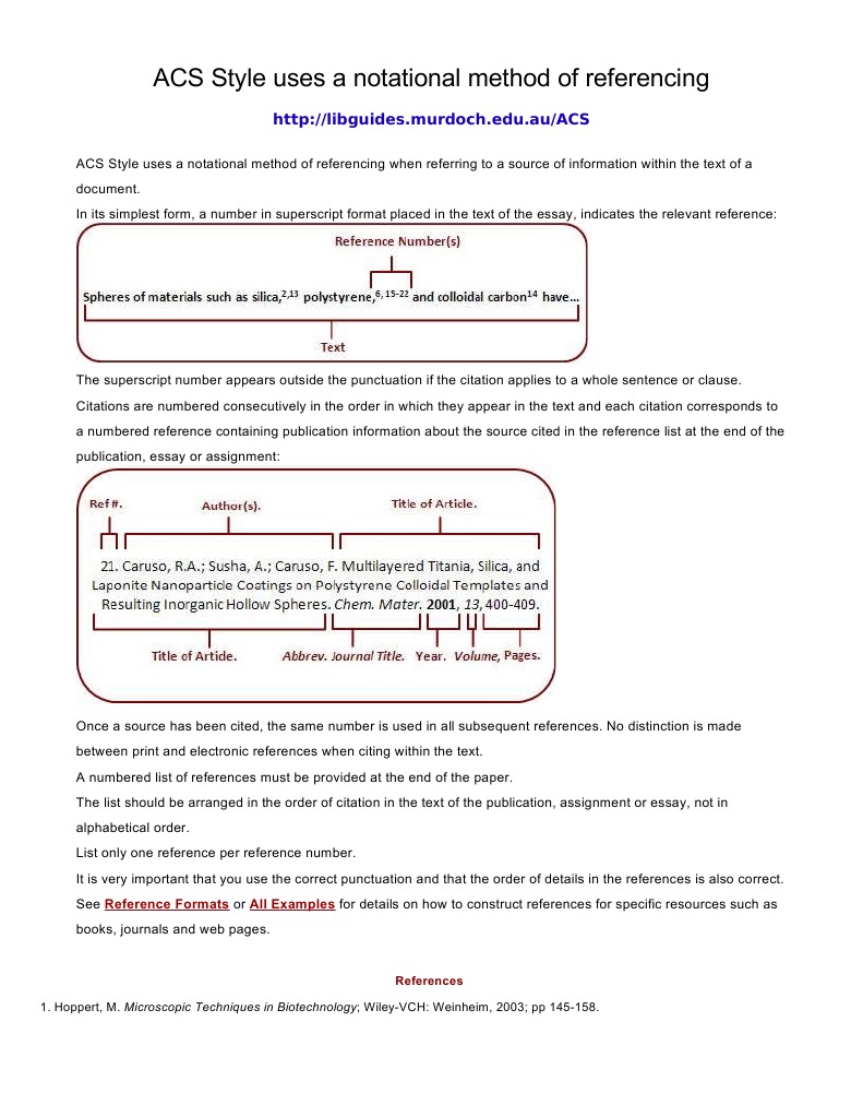 ACS Citation and Reference Guidelines | PDF | Citation | Chemistry
