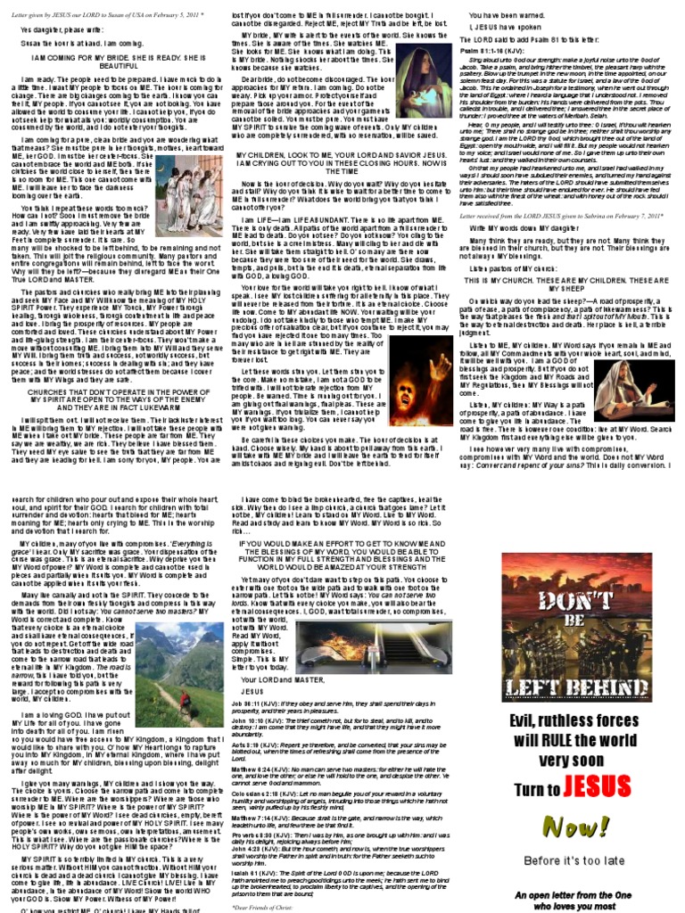 Dont Be LEFT Behind Tract | PDF | Repentance | Religious Belief And ...