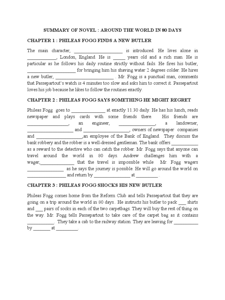 Around the World in 80 Days: Summary of Chapters 1-11 Detailing Phileas ...