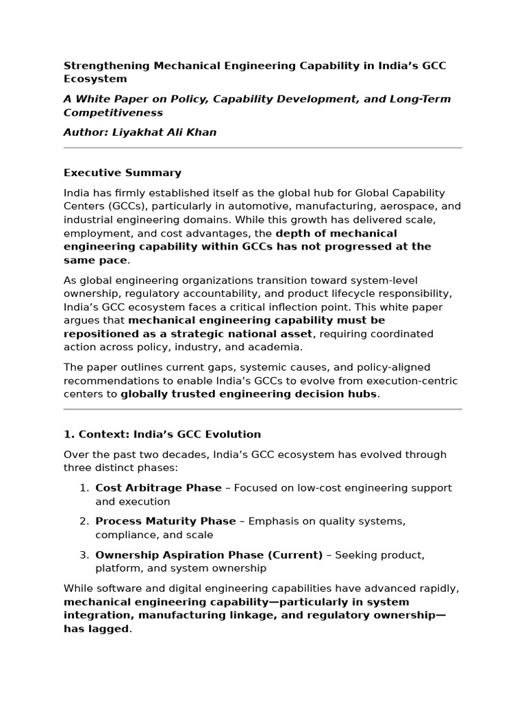 Strengthening Mechanical Engineering Capability in India | PDF ...