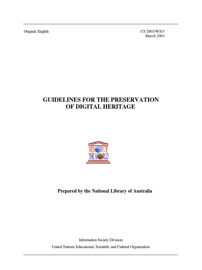 Guidelines Digital Heritage | PDF