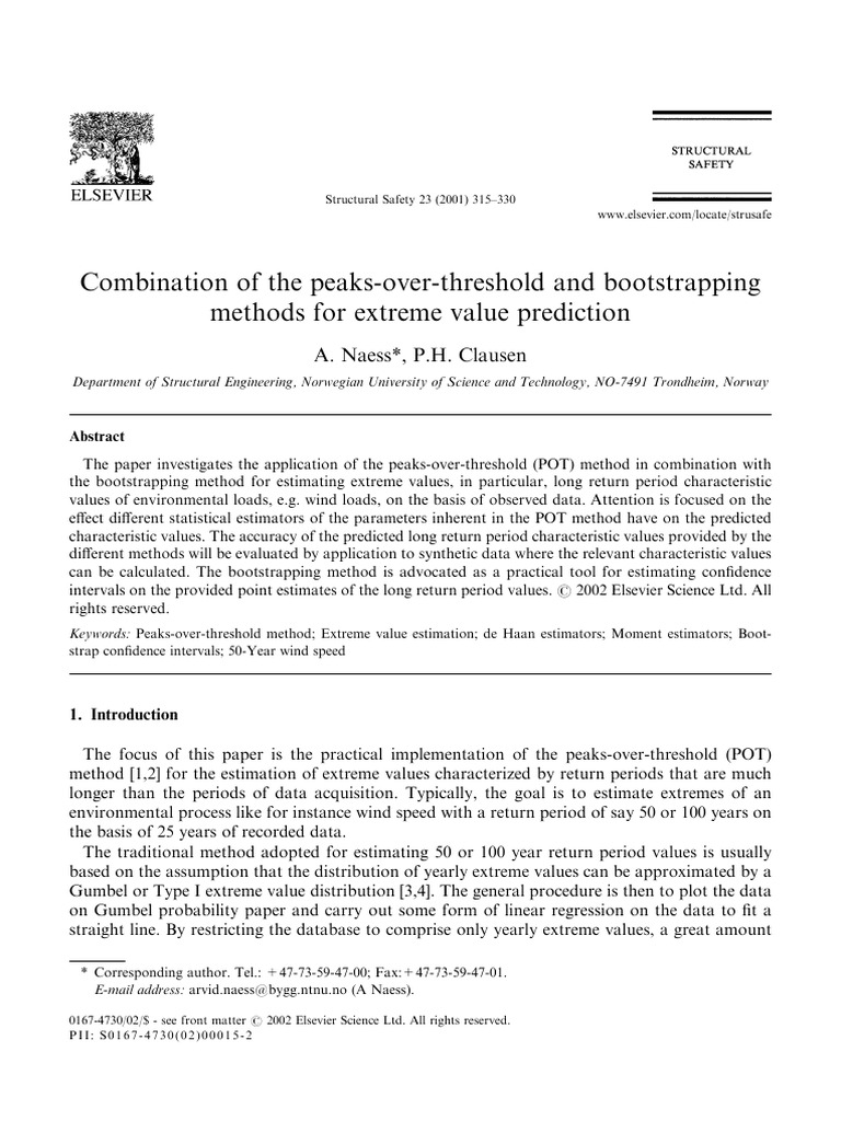 Combination of The Peaks Over Threshold and Bootstrapping Methods For ...