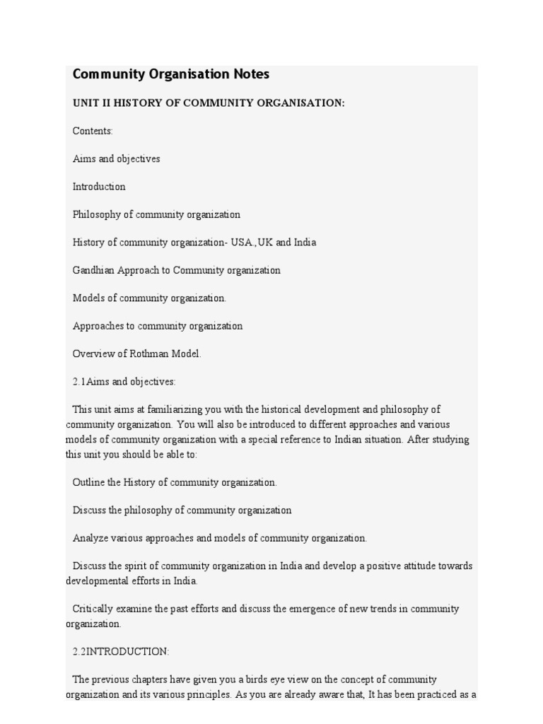 Community Organisation Notes | PDF | Community Organizing | Community