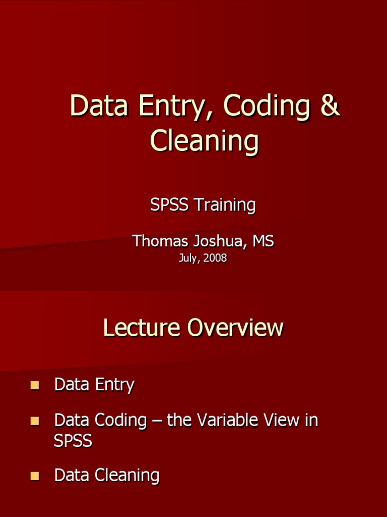 Data Entry, Coding & Cleaning: SPSS Training | PDF | Level Of ...