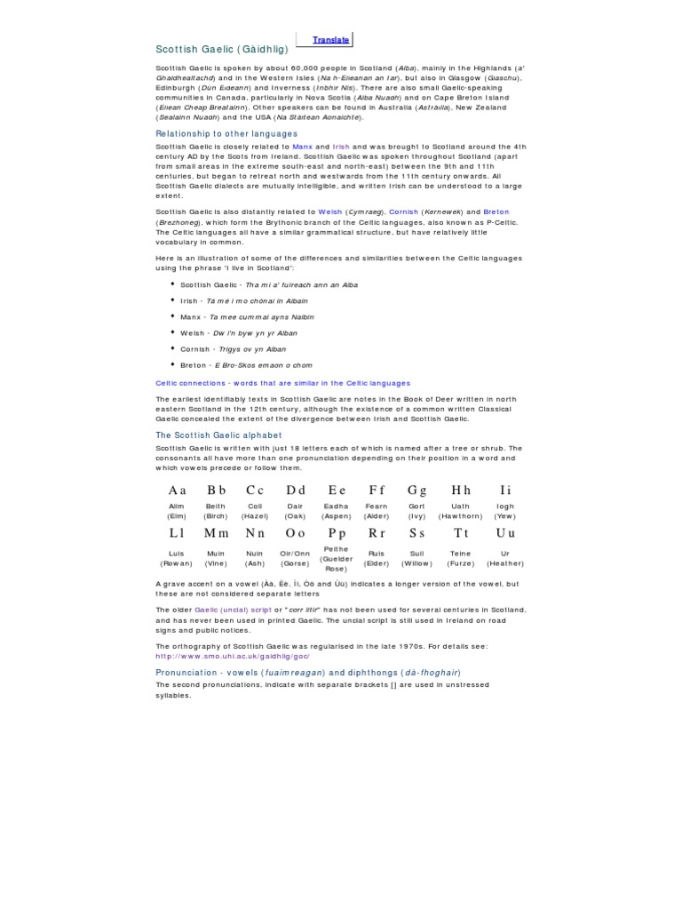 Scottish Gaelic Language Guide | PDF | Semiotics | Symbols