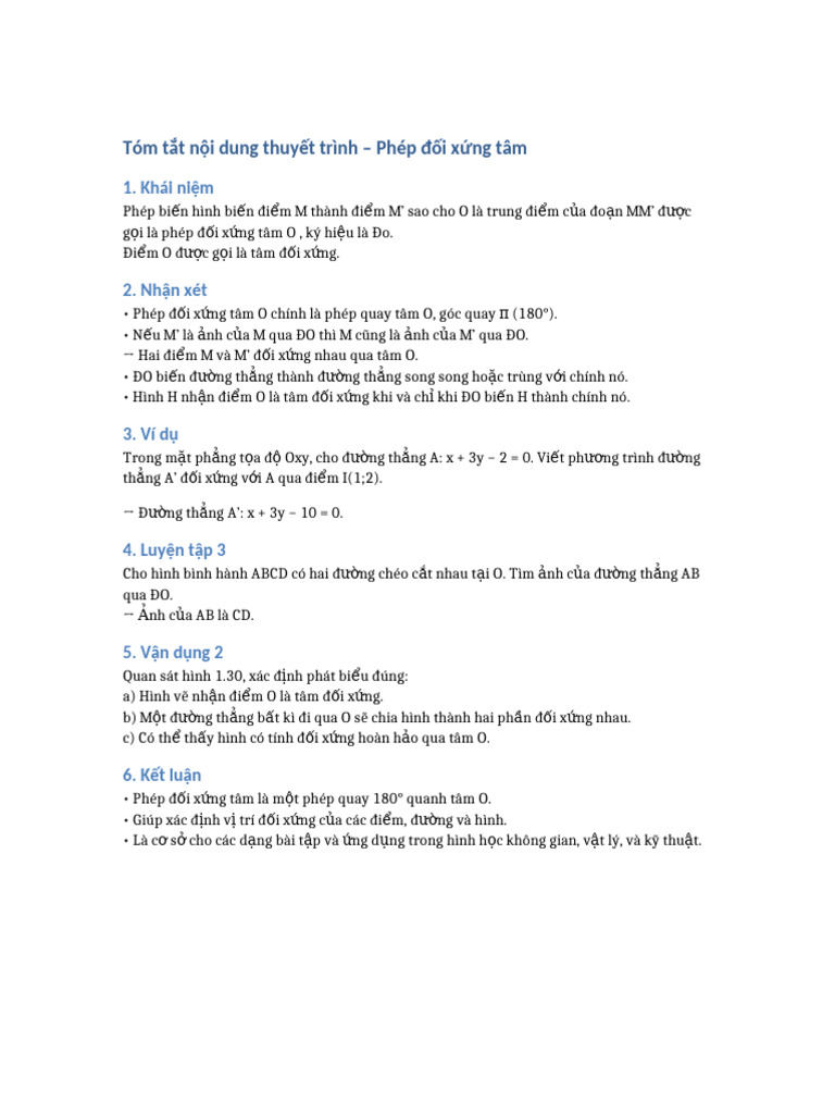 Tom Tat Phep Doi Xung Tam | PDF