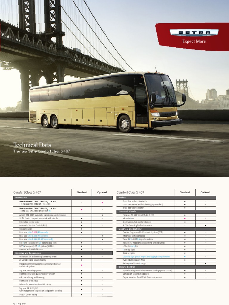 ComfortClass S407 USA (Technical Data) | PDF | Steering | Suspension ...