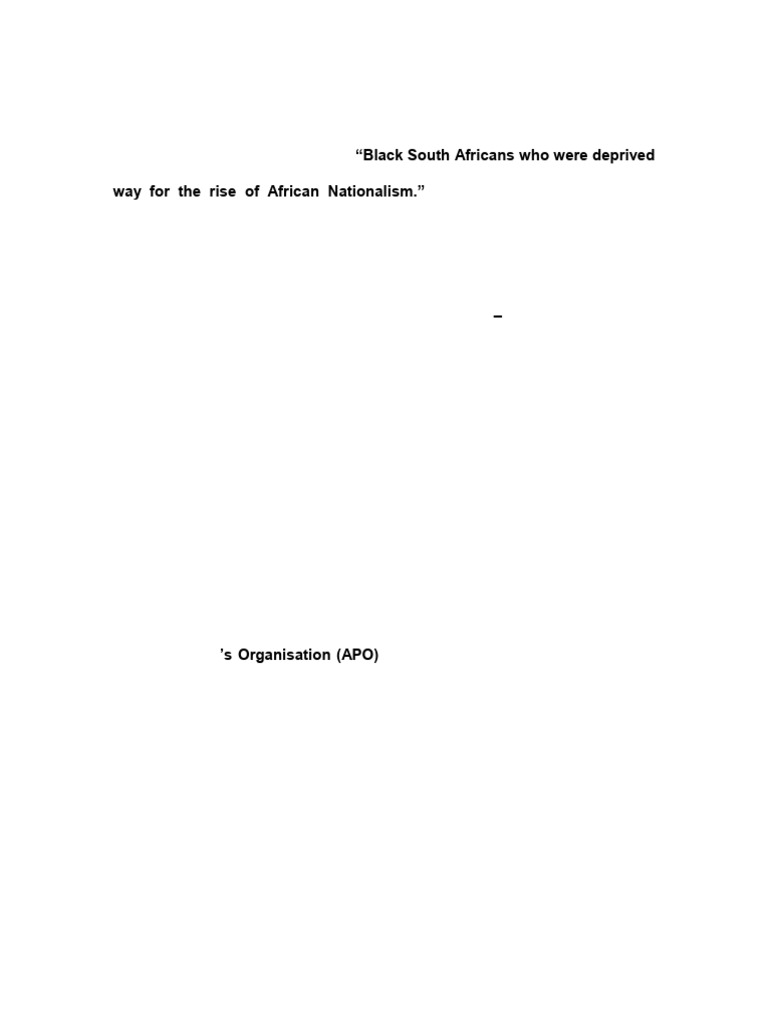 Grade 11 History - Notes - The Rise of African Nationalism in SA | PDF ...