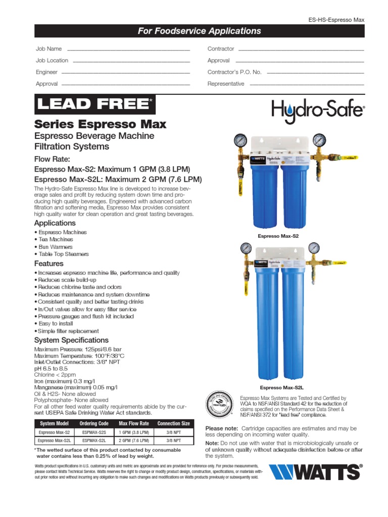 Hydro-Safe Espresso Max | PDF | Drink | Ion Exchange