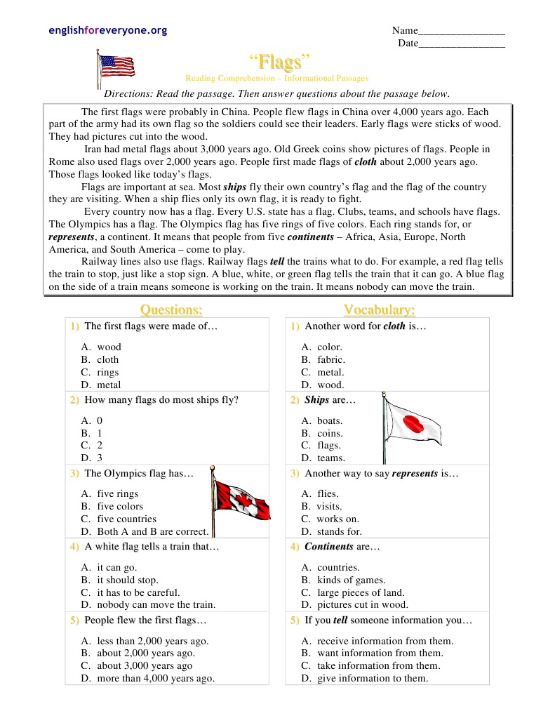 Informational Passages RC - Flags | PDF | Flag | Train