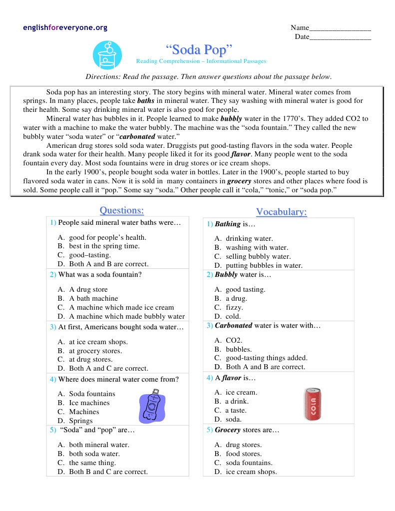 Informational Passages RC - Soda Pop | PDF | Carbonated Water | Soft Drink