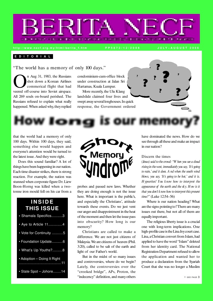 Berita NECF - July-August 2006 | PDF | United States Constitution | Sharia