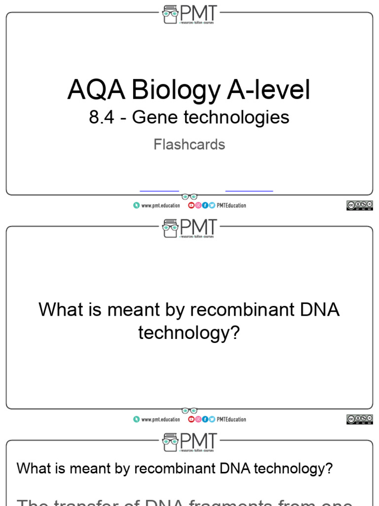 Flashcards - Topic 8.4 Gene Technologies - AQA Biology A-Level | PDF ...
