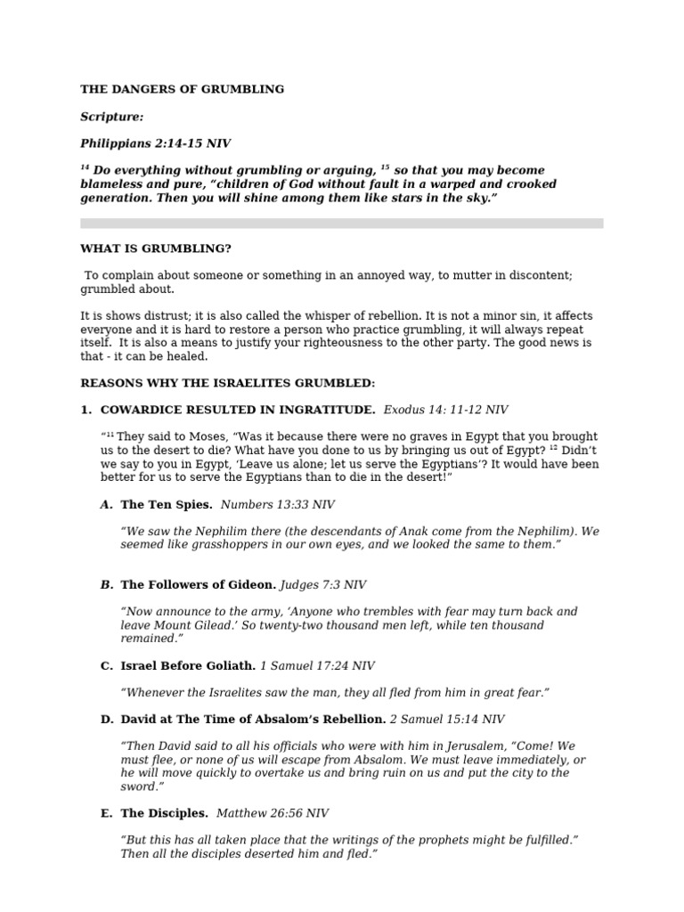 The Dangers of Grumbling | PDF | Book Of Exodus | The Exodus