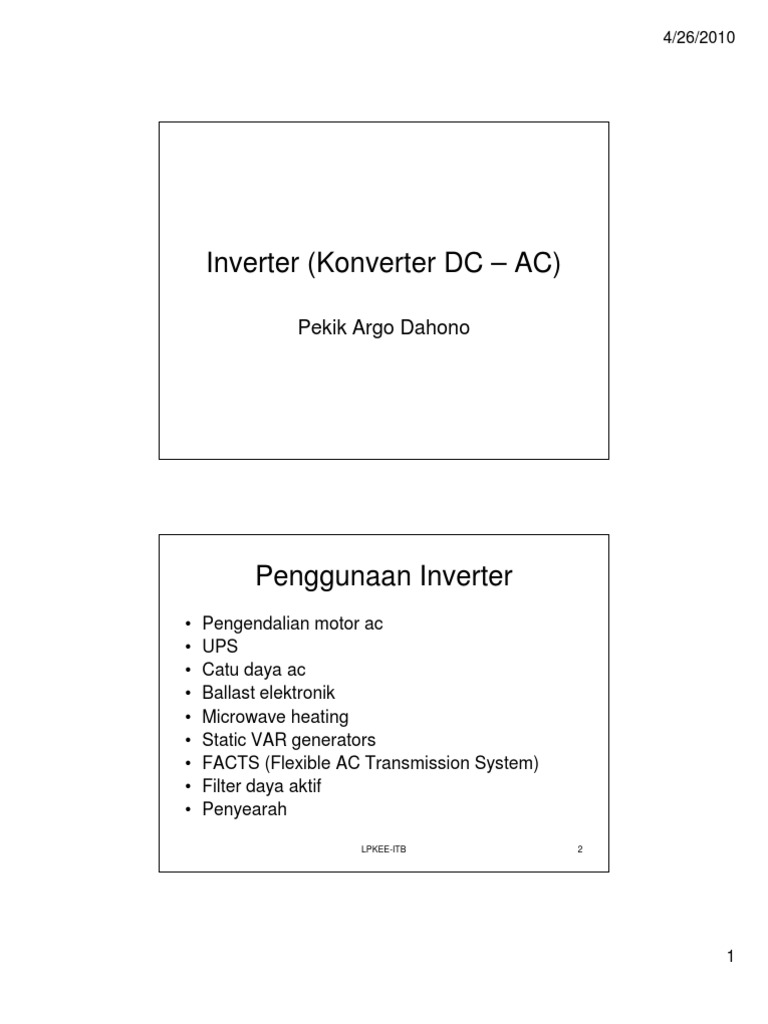 Inverter DC-AC: Applications and Techniques | PDF | Power Inverter ...