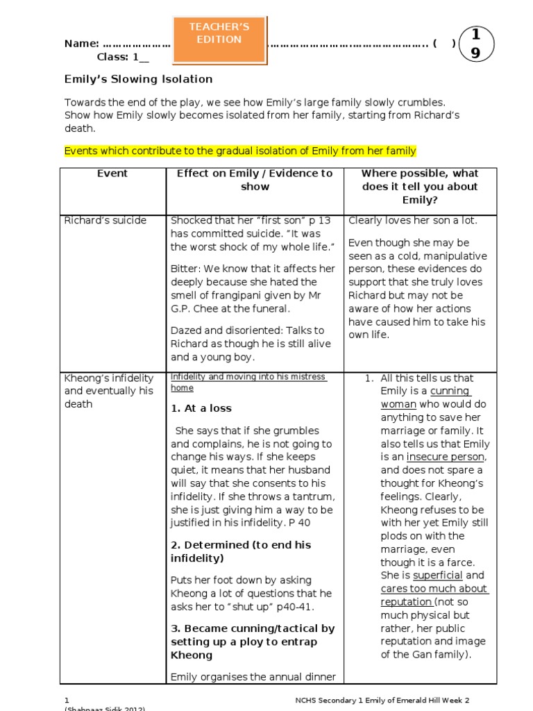 3 Emily Isolation Worksheet 19 - Answers | PDF