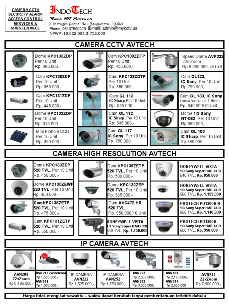 Price List Cctv