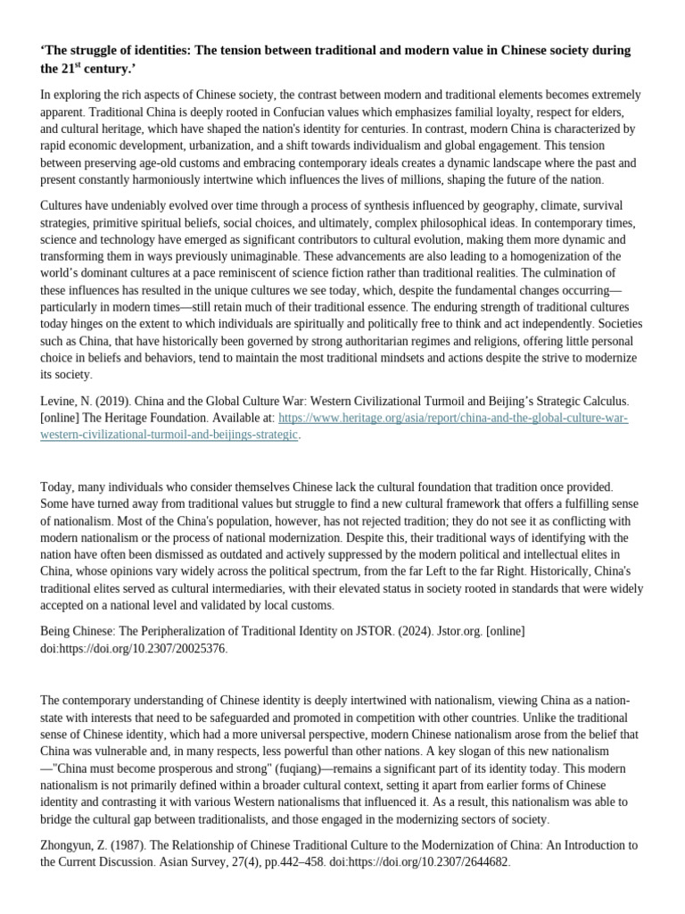 Chinese Society During The 21st Century Essay 1 | PDF | China | World ...