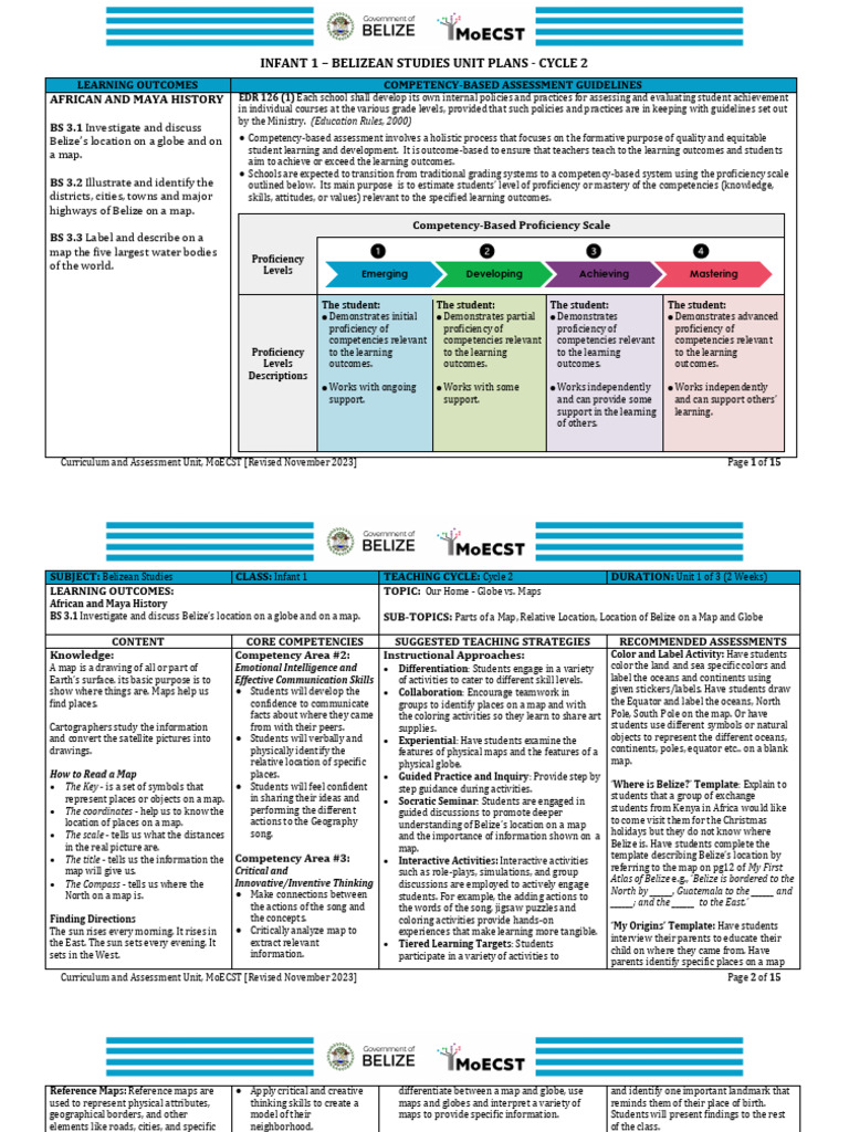 Infant 1 - Cycle 2 - Belizean Studies | PDF | Map | Water