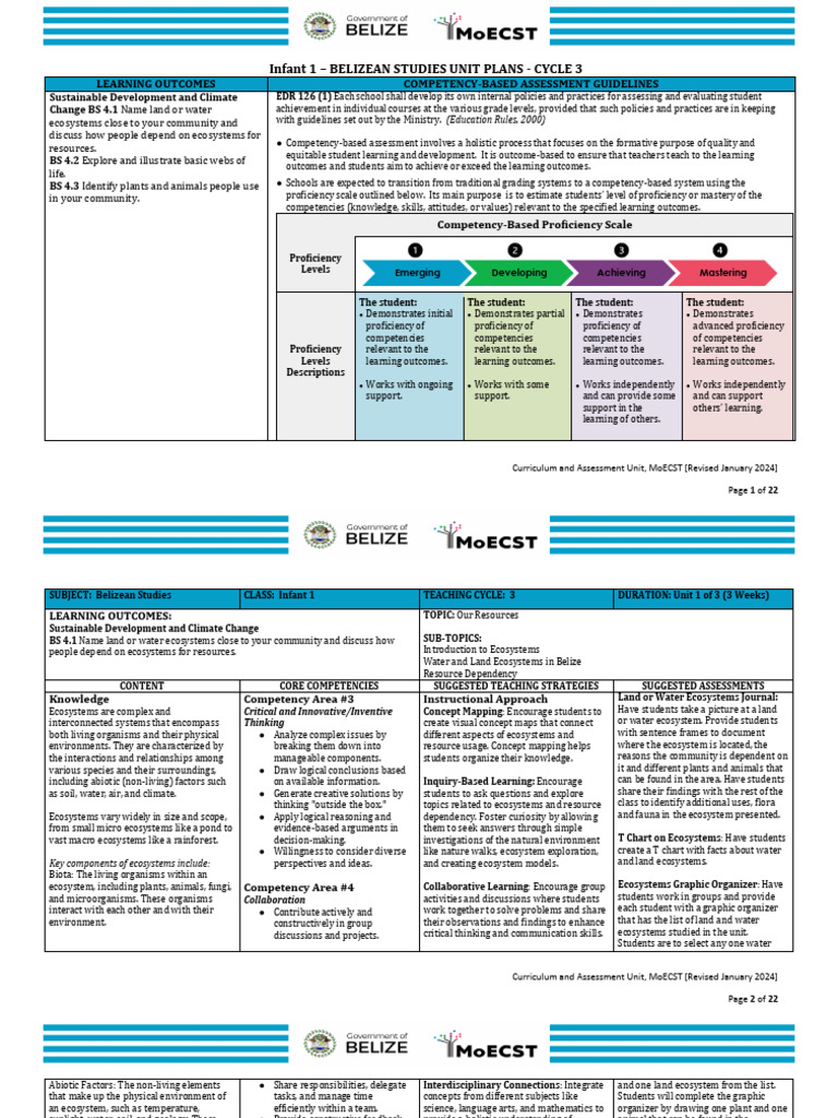 Infant 1 - Cycle 3 - Belizean Studies | PDF | Ecosystem | Coast