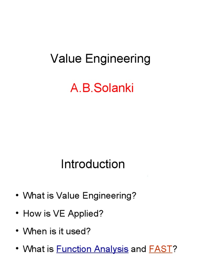 Value Engineering | PDF | Reliability Engineering | Quality (Business)