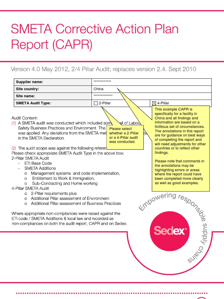 Guidance To Completing A SMETA CAPR 29-06-12 | PDF | Audit | Auditor's ...
