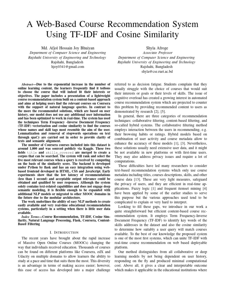 Web Based Recommendation System | PDF | Information Retrieval | Computing