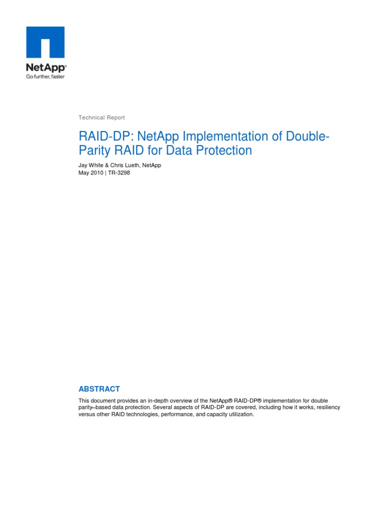 Raid-Dp: Netapp Implementation of Double-Parity Raid For Data ...